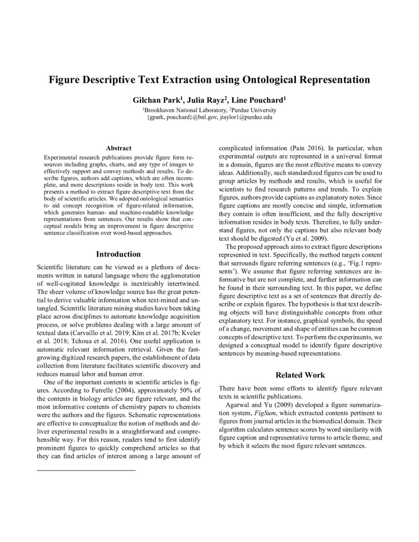 Figure Descriptive Text Extraction Using Ontological Representation Deepai