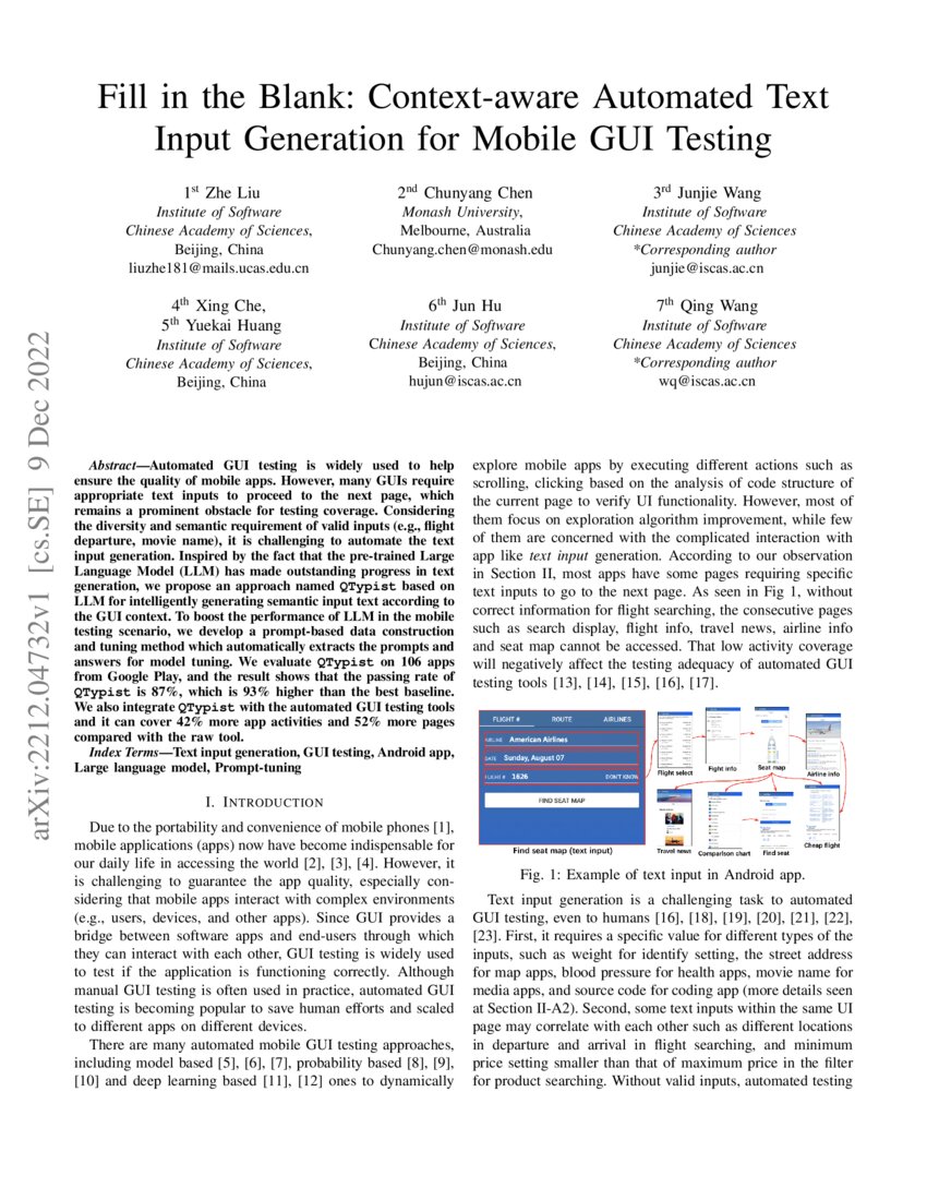 Fill In The Blank Context Aware Automated Text Input Generation For Mobile Gui Testing Deepai 