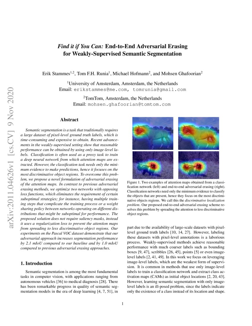 Find It If You Can End To End Adversarial Erasing For Weakly Supervised Semantic Segmentation