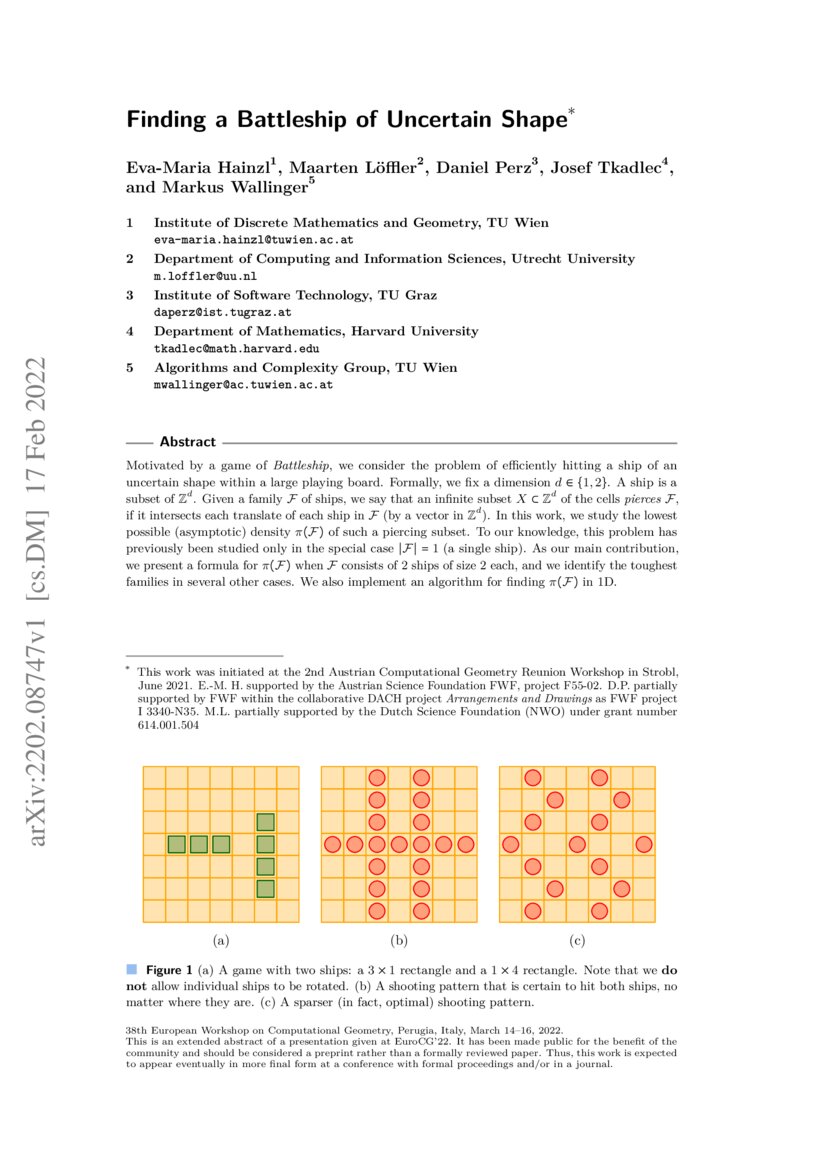 Finding a Battleship of Uncertain Shape | DeepAI