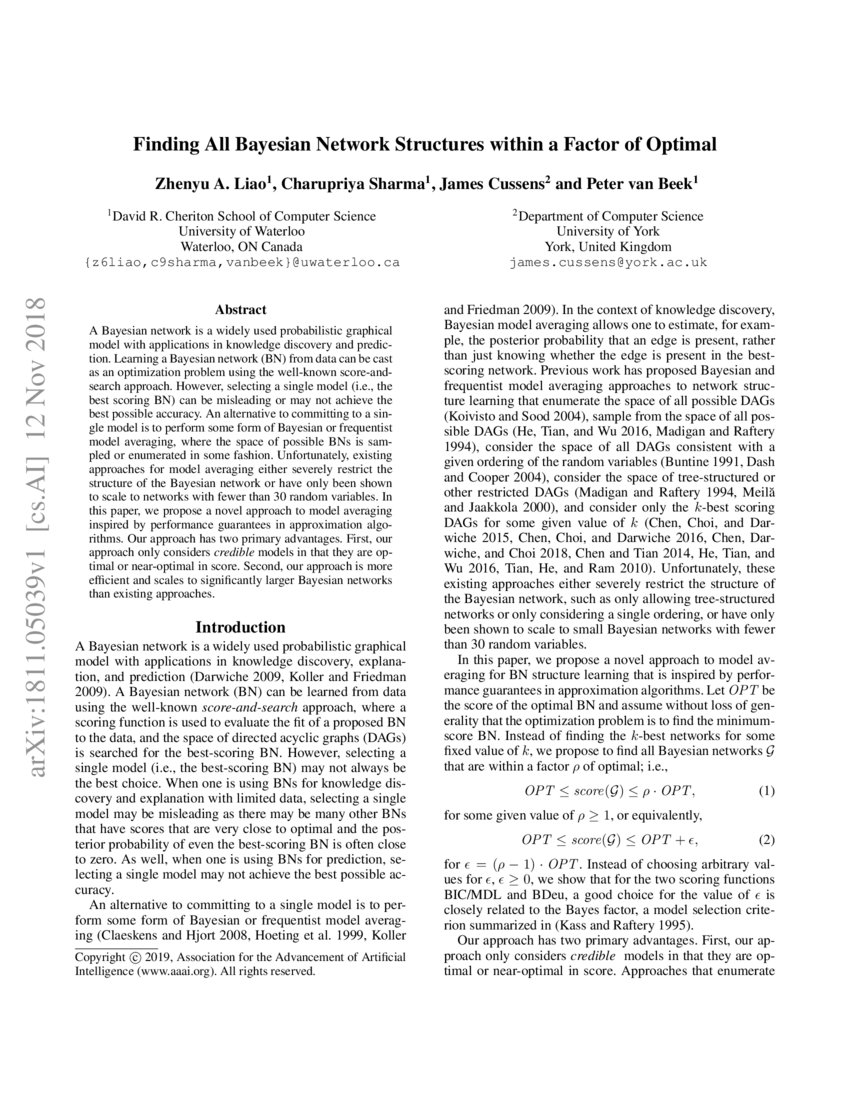 Finding All Bayesian Network Structures Within A Factor Of Optimal Deepai 9590