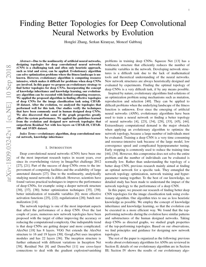 Finding Better Topologies for Deep Convolutional Neural Networks by Evolution | DeepAI