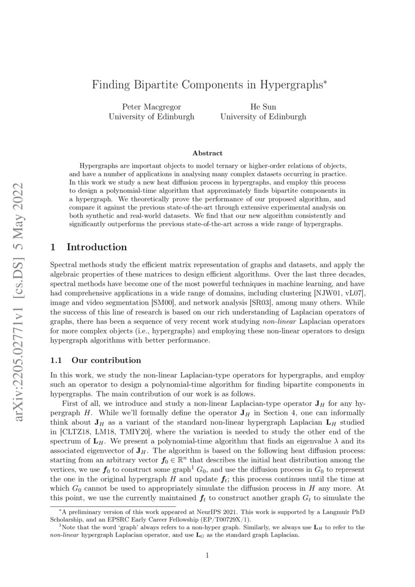 Finding Bipartite Components In Hypergraphs Deepai 