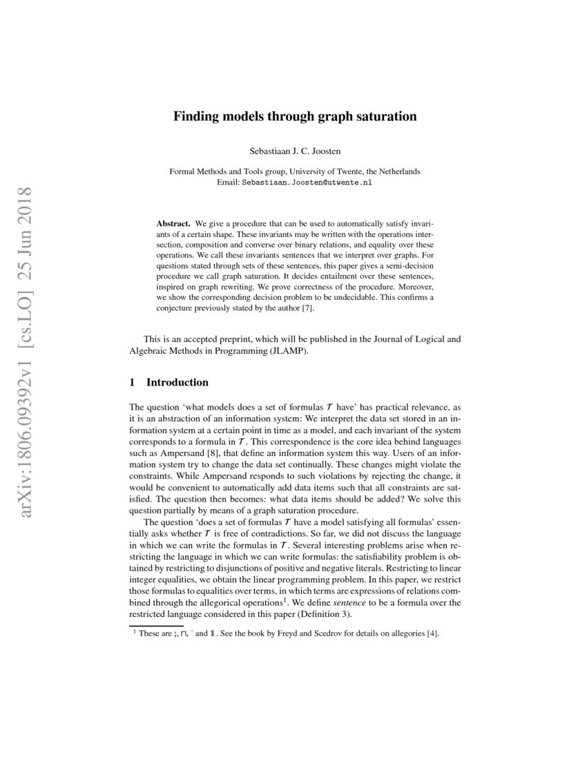 Finding models through graph saturation | DeepAI