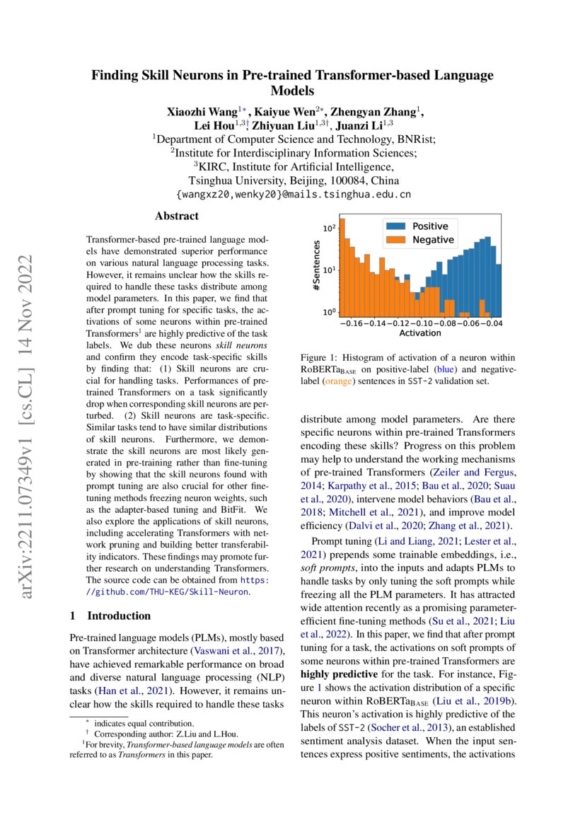 Finding Skill Neurons in Pre-trained Transformer-based Language Models ... Finding Skill Neurons in Pre-trained Transformer-based Language Models ...