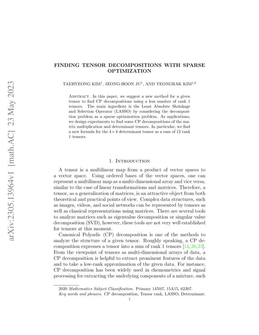 Finding Tensor Decompositions With Sparse Optimization Deepai