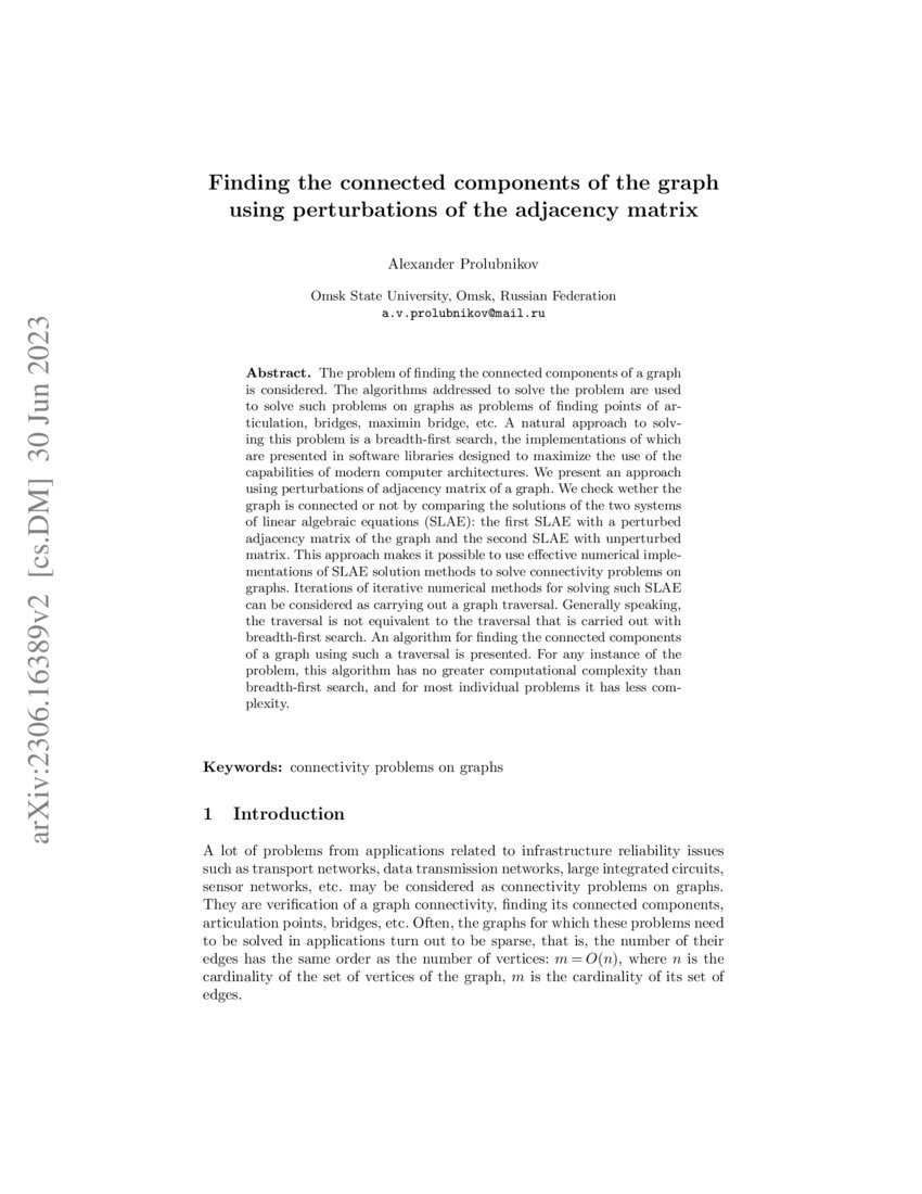 Finding The Connected Components Of The Graph Using Perturbations Of 2344
