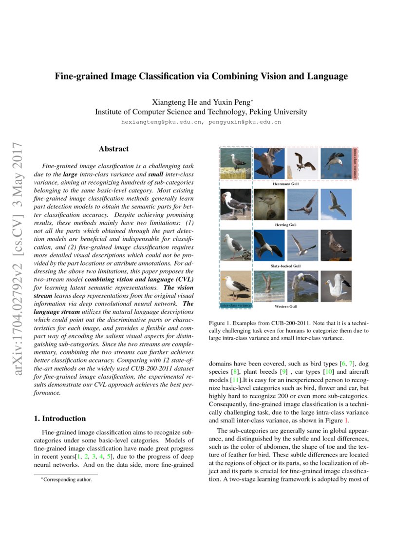 Fine-graind Image Classification via Combining Vision and Language | DeepAI