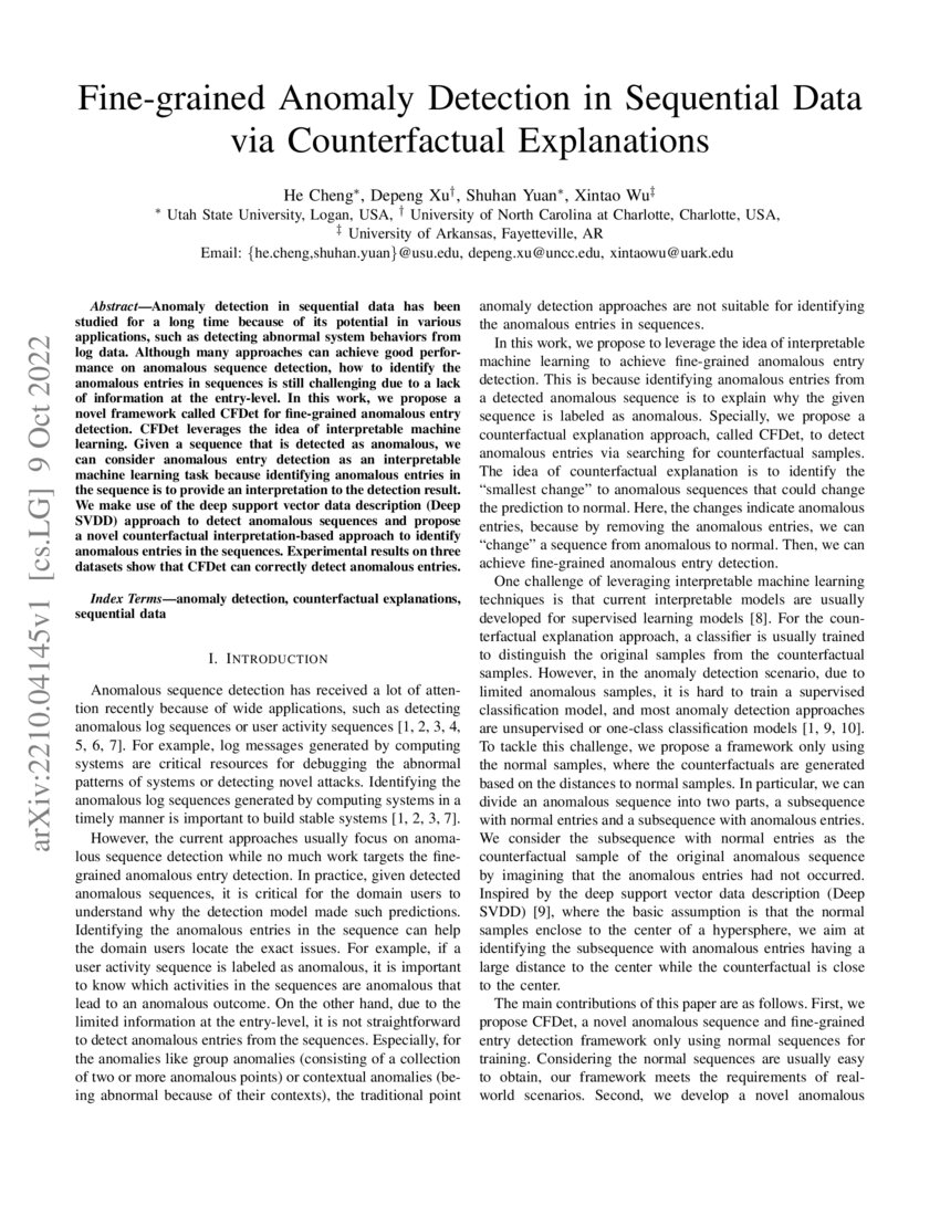 Fine Grained Anomaly Detection In Sequential Data Via Counterfactual Explanations Deepai 
