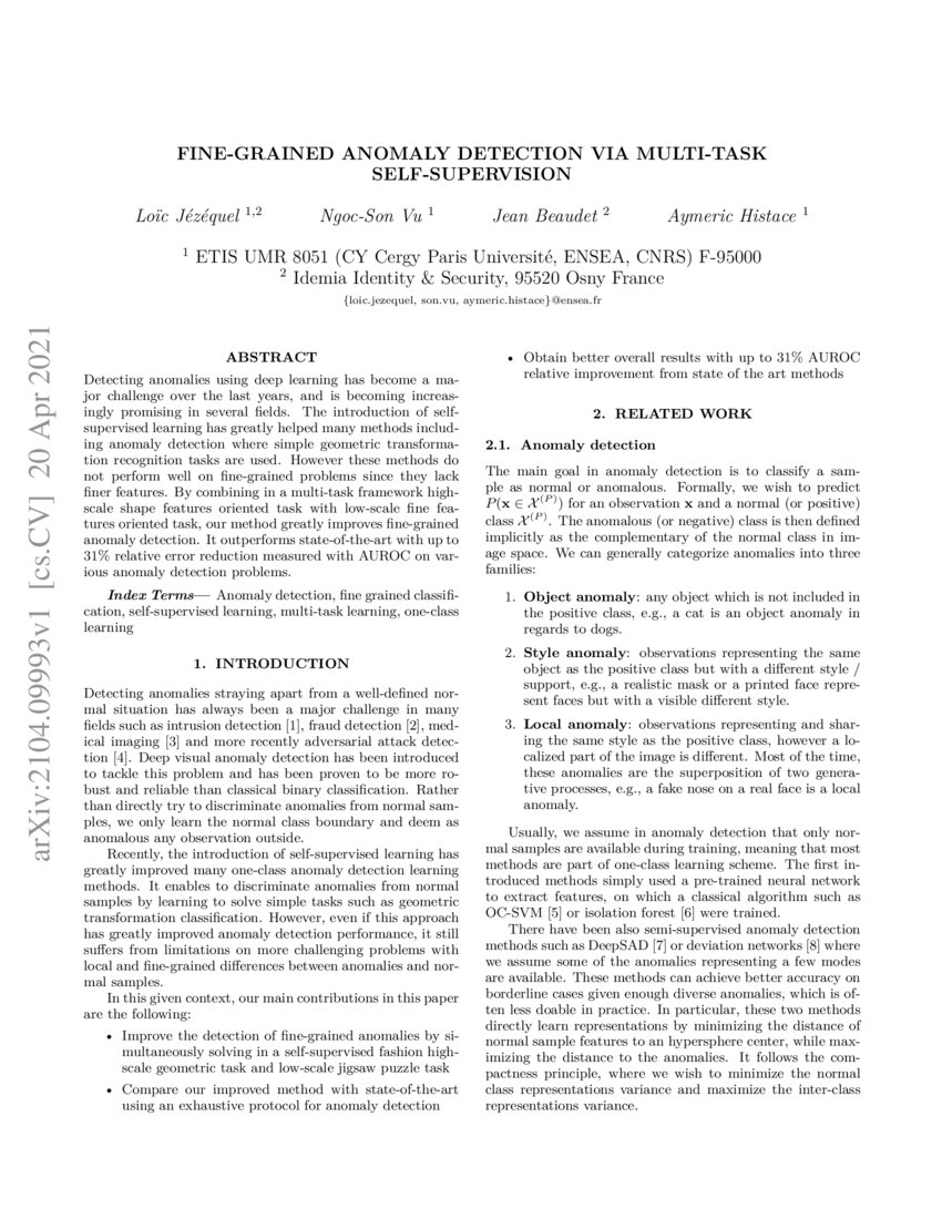Fine-grained Anomaly Detection via Multi-task Self-Supervision | DeepAI