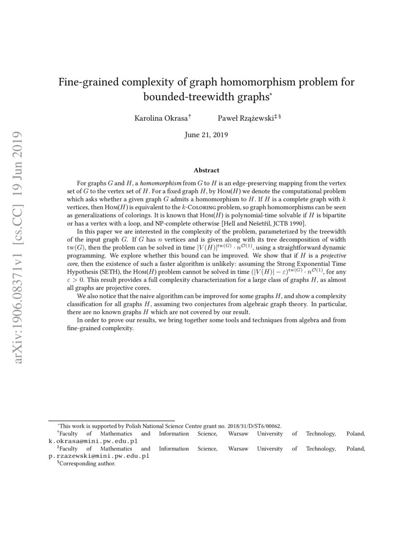 Fine Grained Complexity Of Graph Homomorphism Problem For Bounded Treewidth Graphs Deepai