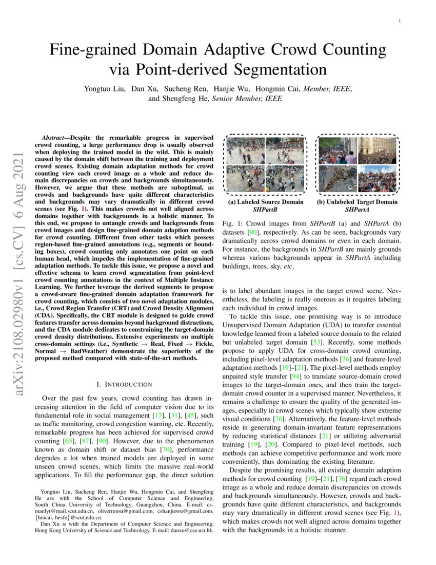 Fine-grained Domain Adaptive Crowd Counting via Point-derived Segmentation | DeepAI