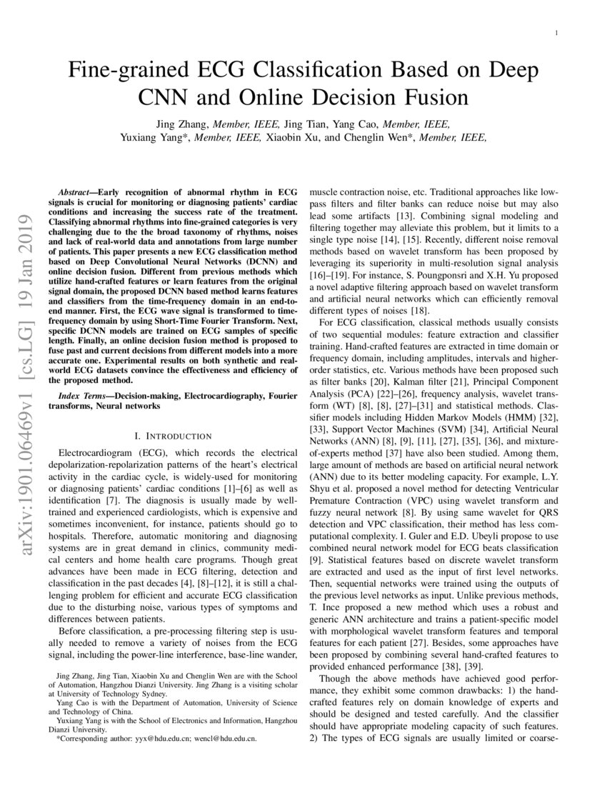 Fine-grained ECG Classification Based on Deep CNN and Online Decision Fusion | DeepAI