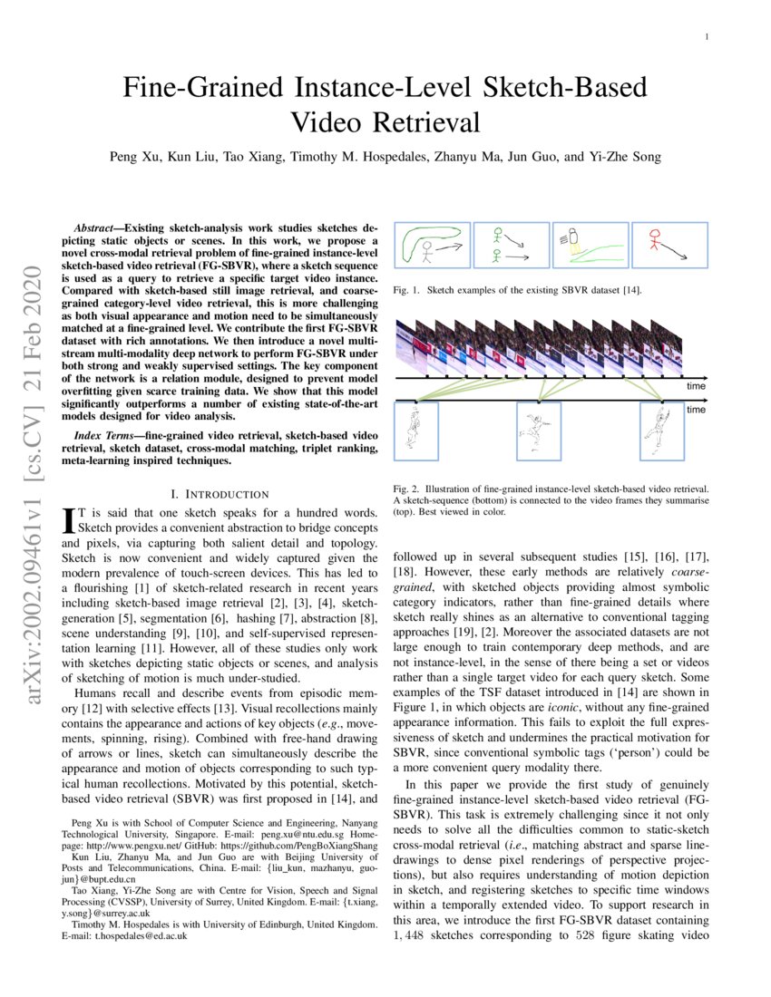 Fine-Grained Instance-Level Sketch-Based Video Retrieval | DeepAI