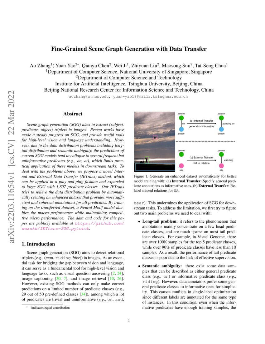 Fine-Grained Scene Graph Generation with Data Transfer | DeepAI