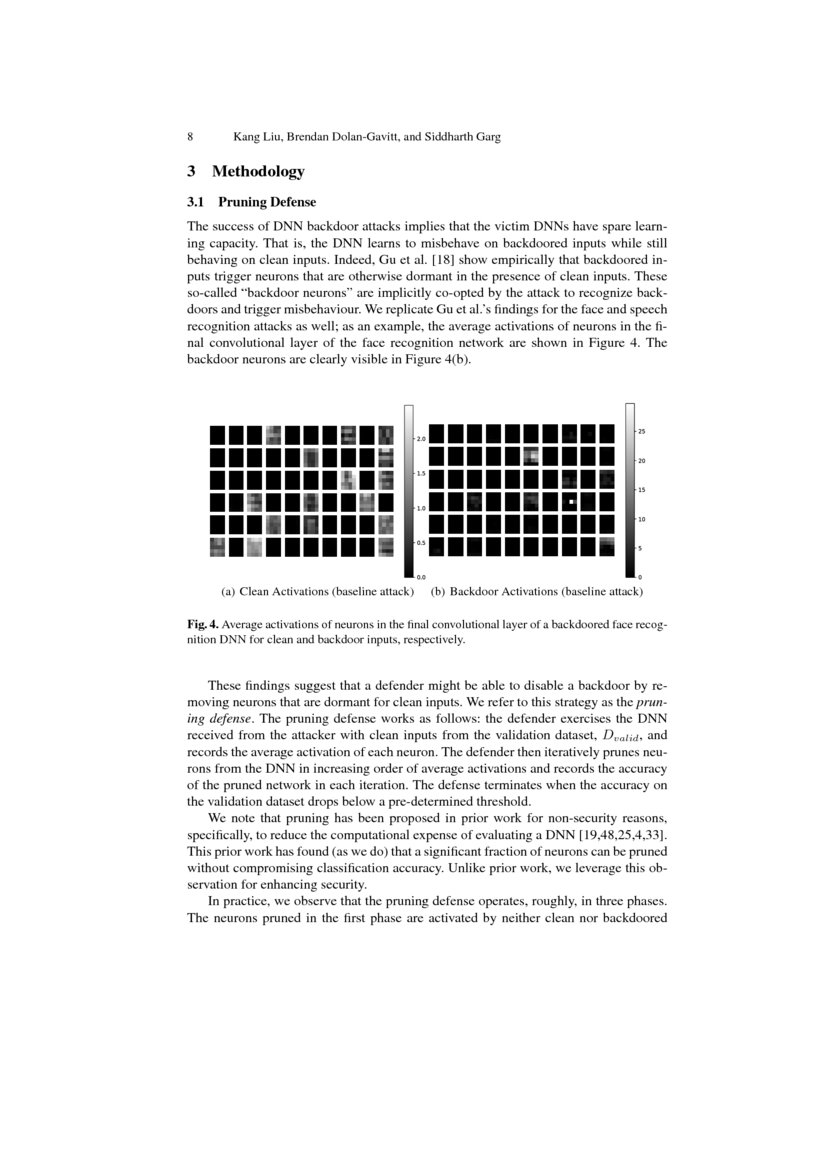 Fine-Pruning: Defending Against Backdooring Attacks on Deep Neural Networks | DeepAI