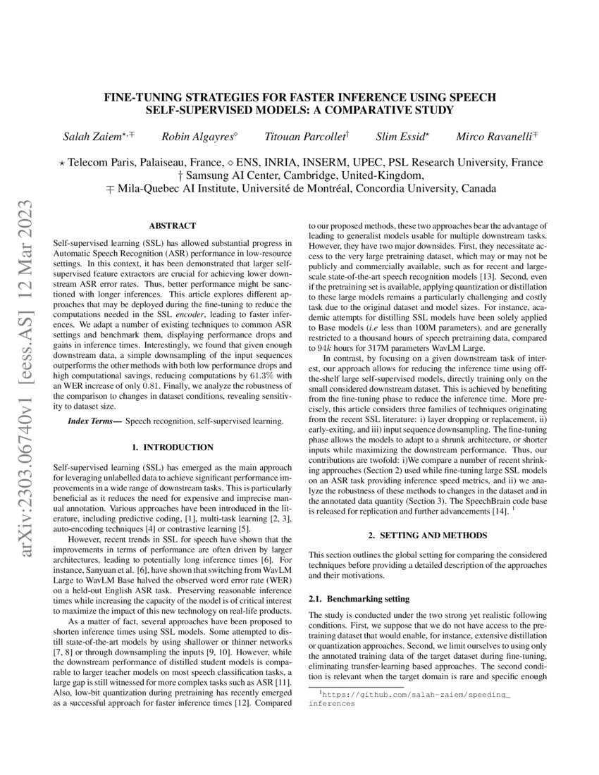 Fine Tuning Strategies For Faster Inference Using Speech Self Supervised Models A Comparative