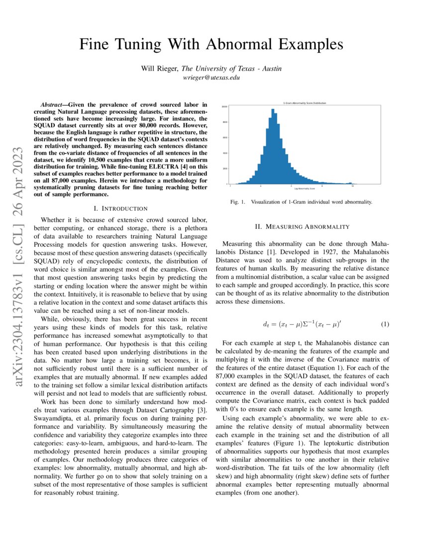 Fine Tuning with Abnormal Examples | DeepAI