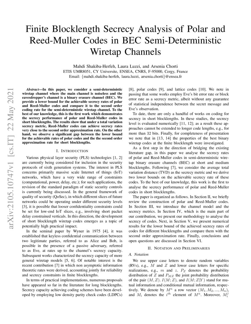 Finite Blocklength Secrecy Analysis of Polar and Reed-Muller Codes in BEC Semi-Deterministic ...
