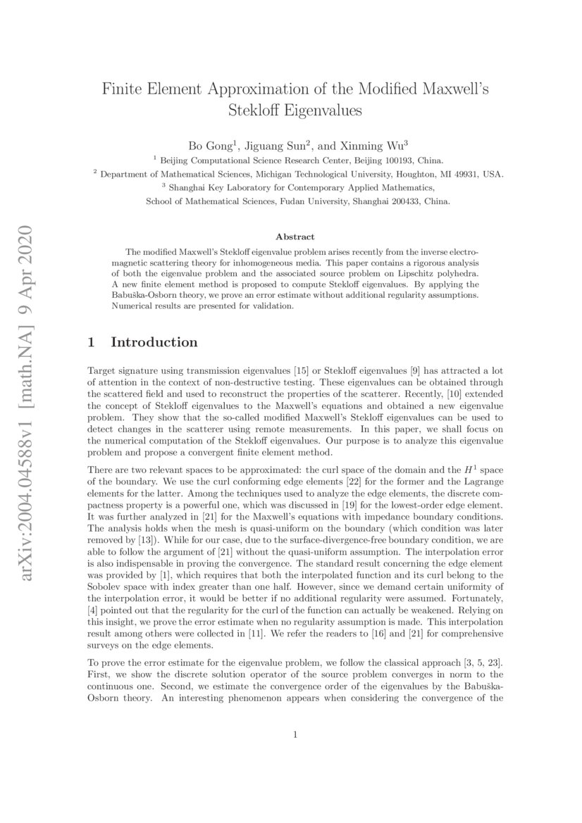 Finite Element Approximation Of The Modified Maxwells Stekloff Eigenvalues Deepai