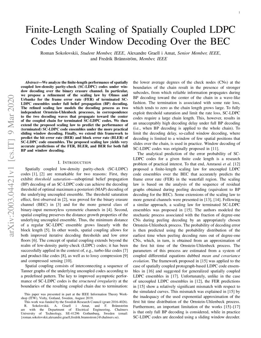 Finite Length Scaling Of Spatially Coupled Ldpc Codes Under Window Decoding Over The Bec Deepai