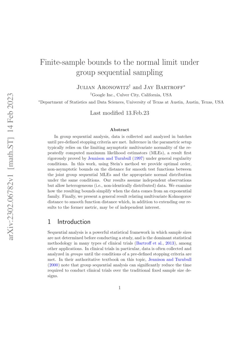 Finite Sample Bounds To The Normal Limit Under Group Sequential