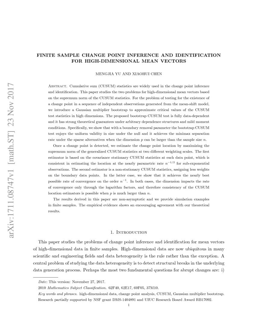 Finite sample change point inference and identification for high-dimensional mean vectors | DeepAI