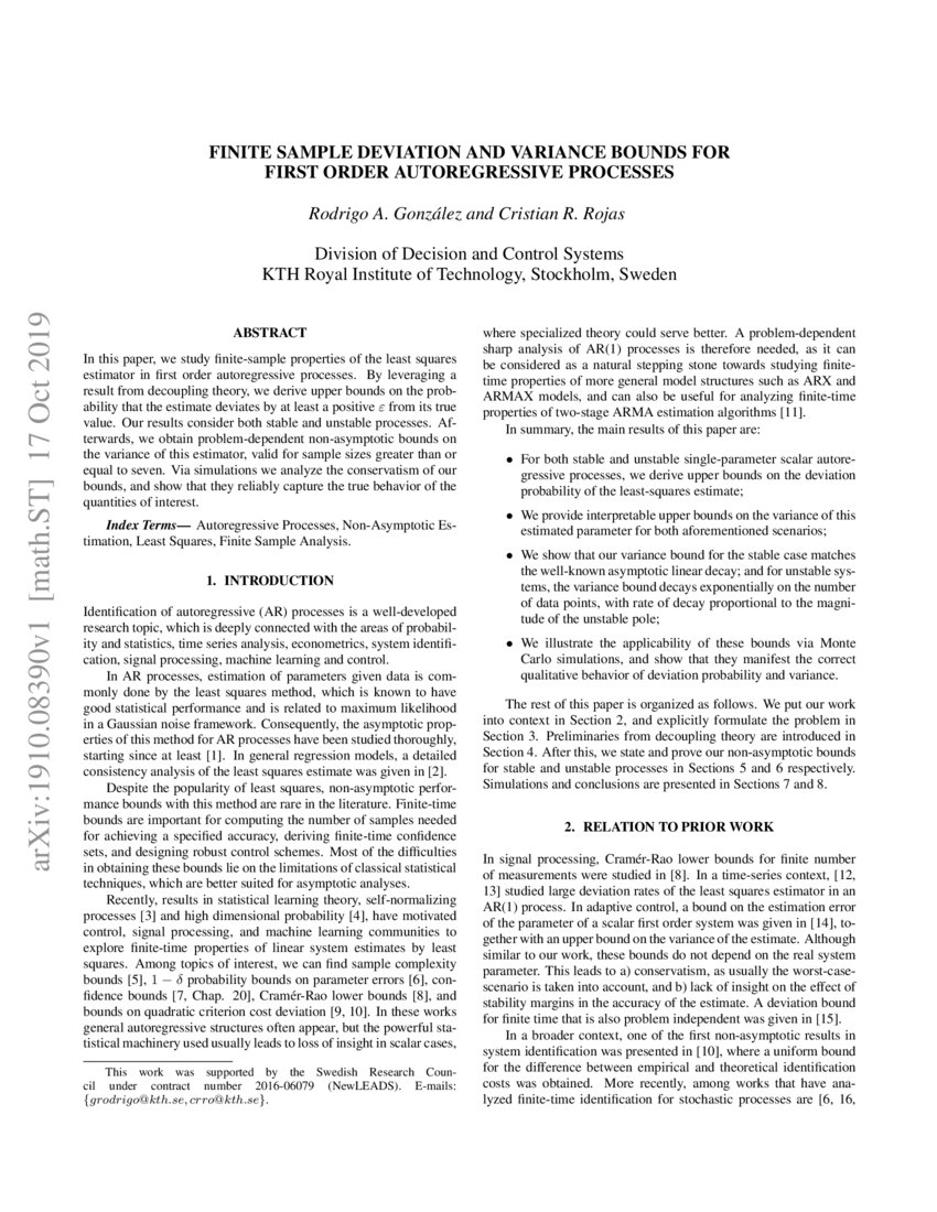 Finite Sample Deviation And Variance Bounds For First Order