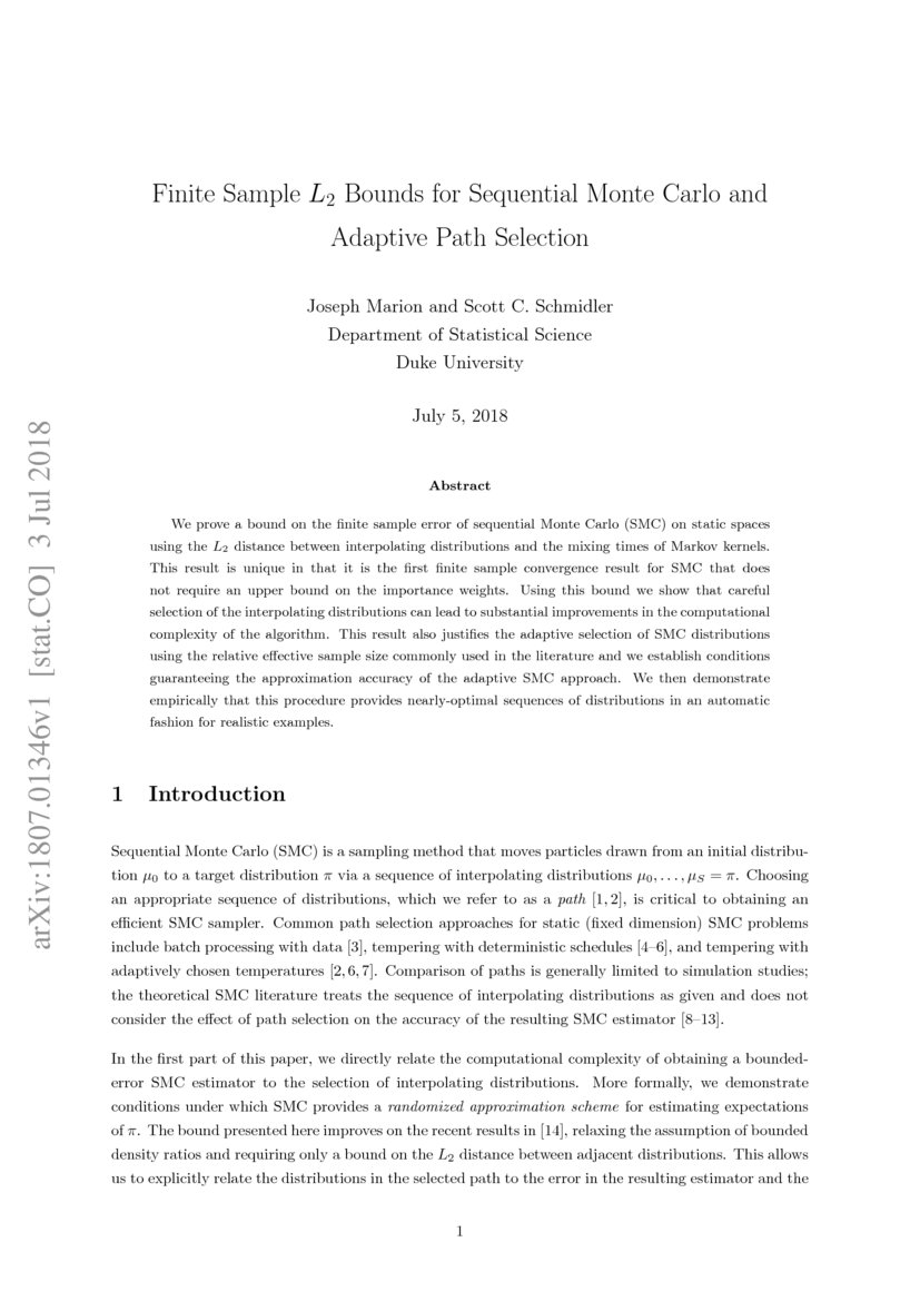 Finite Sample L_2 Bounds for Sequential Monte Carlo and Adaptive Path ...