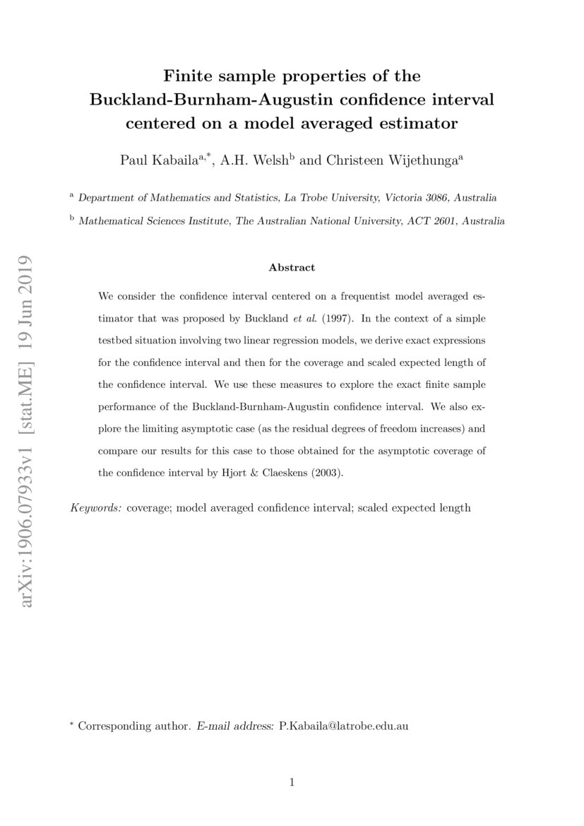 Finite sample properties of the Buckland-Burnham-Augustin confidence ...