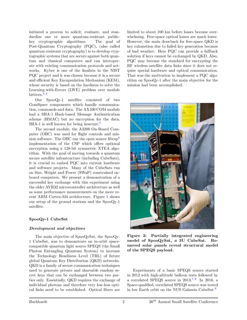 First demonstration of a post-quantum key-exchange with a nanosatellite ...