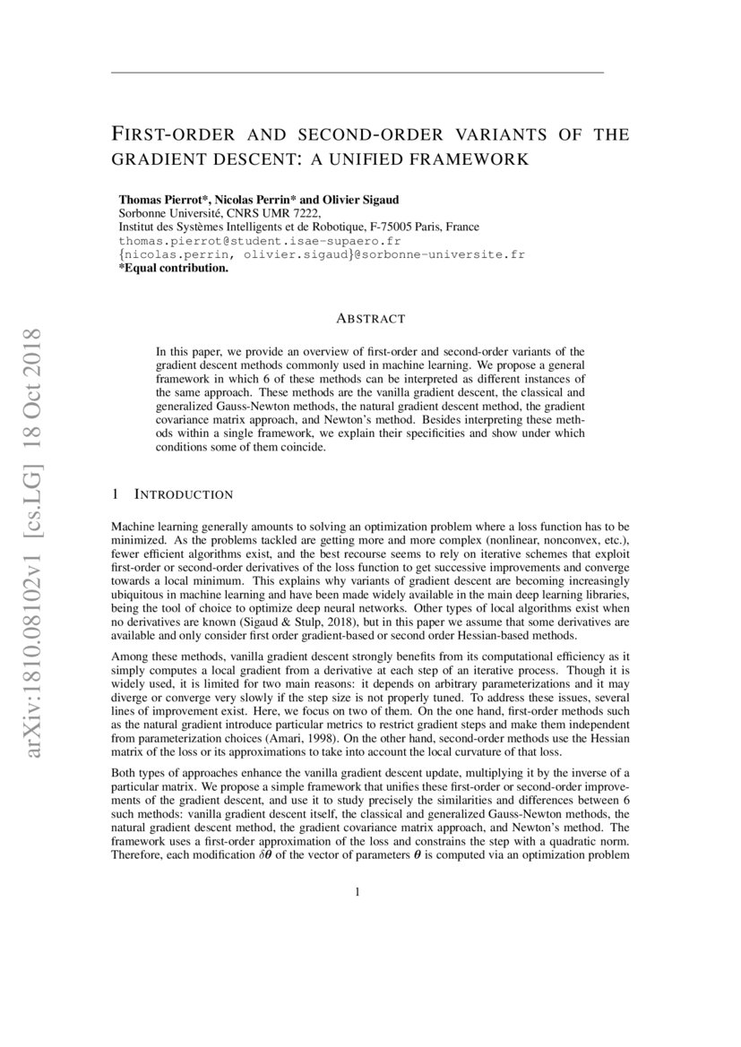 First Order And Second Order Variants Of The Gradient Descent A Unified Framework Deepai
