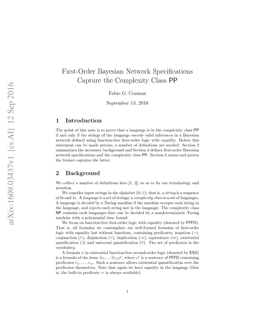 First Order Bayesian Network Specifications Capture The Complexity Class Pp Deepai 1440