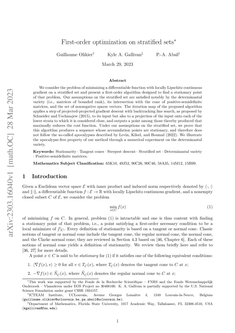 First Order Optimization On Stratified Sets Deepai 
