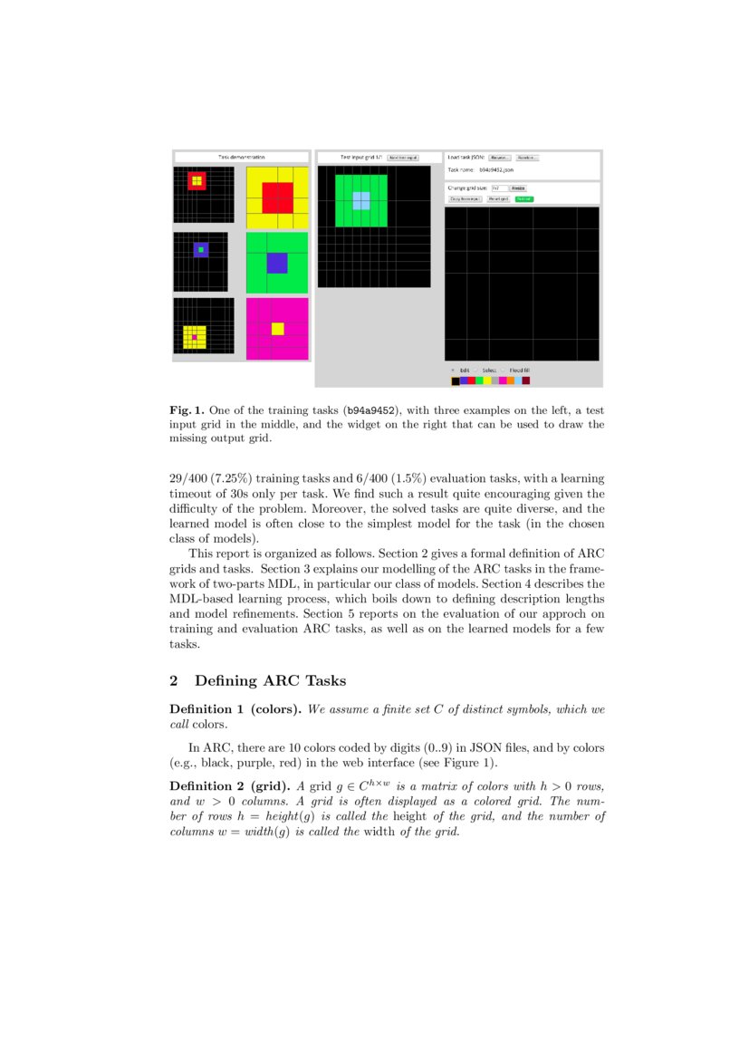 First Steps of an Approach to the ARC Challenge based on Descriptive ...