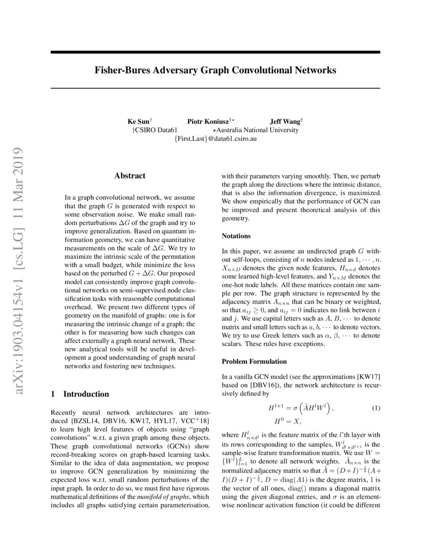 Fisher-Bures Adversary Graph Convolutional Networks | DeepAI