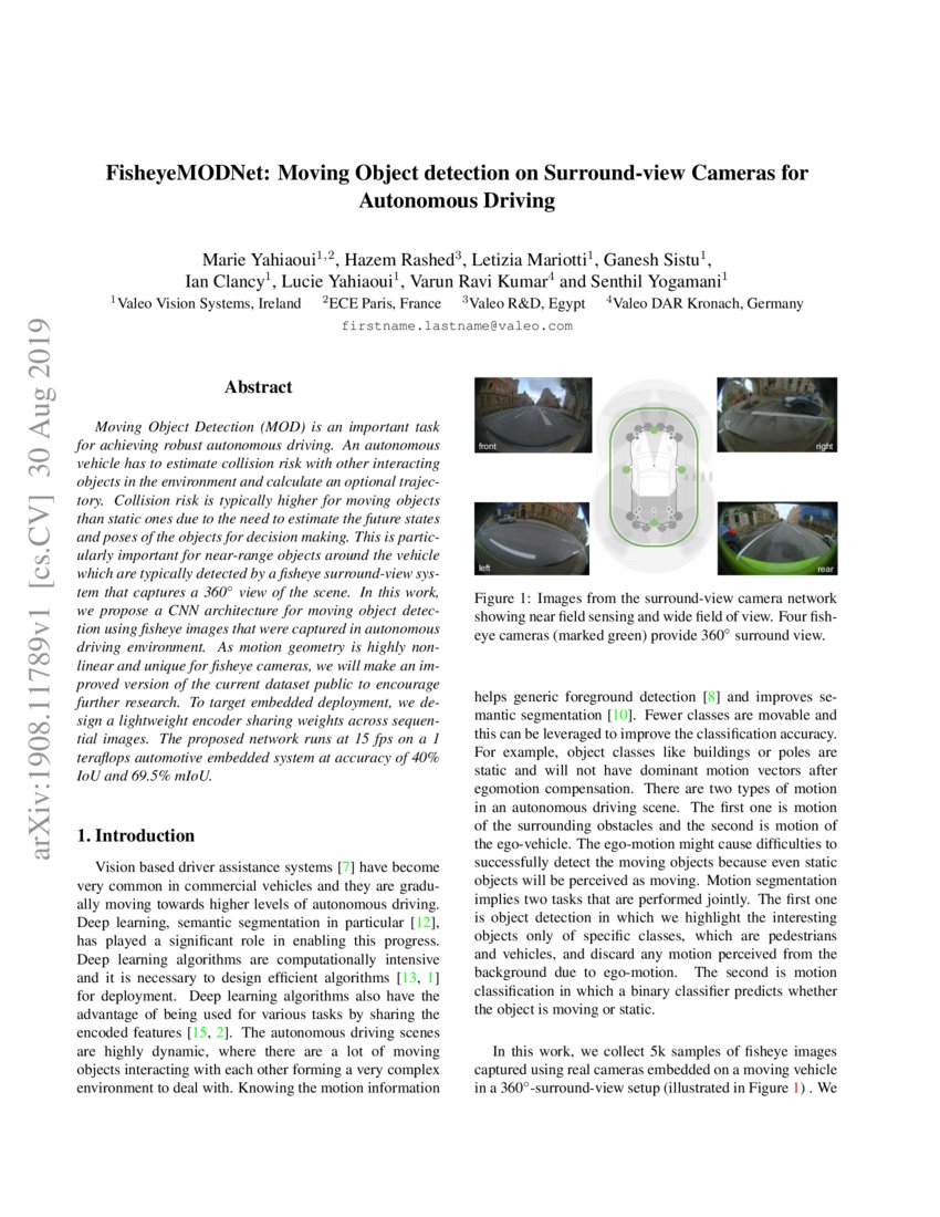 FisheyeMODNet: Moving Object detection on Surround-view Cameras for Autonomous Driving | DeepAI