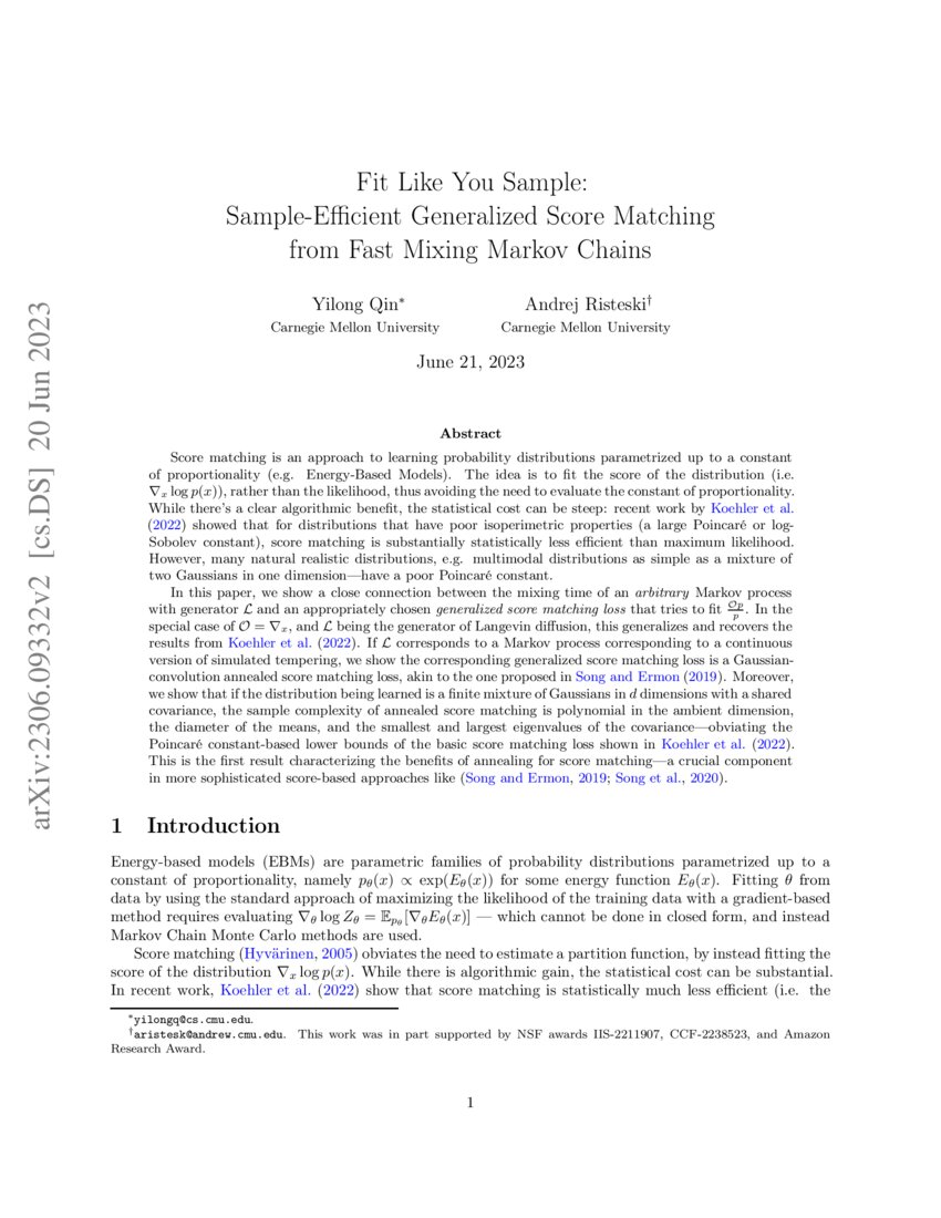 Fit Like You Sample: Sample-Efficient Generalized Score Matching from ...