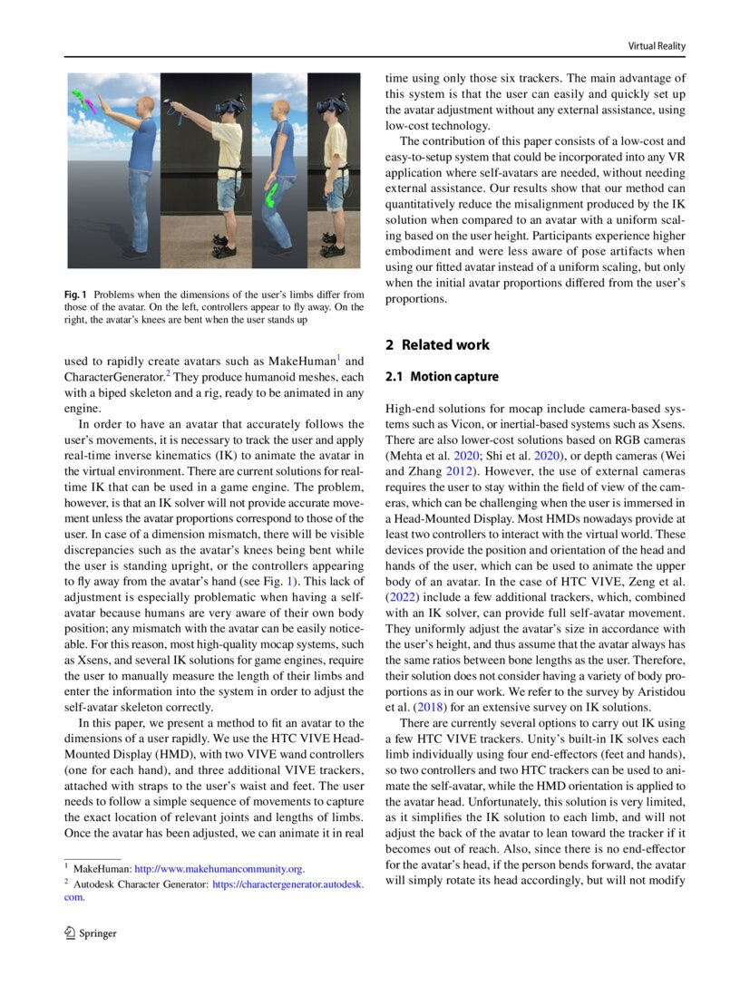 Fitted avatars: automatic skeleton adjustment for self-avatars in ...