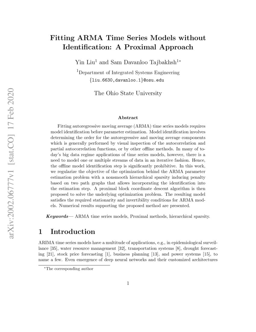 Fitting Arma Time Series Models Without Identification A Proximal