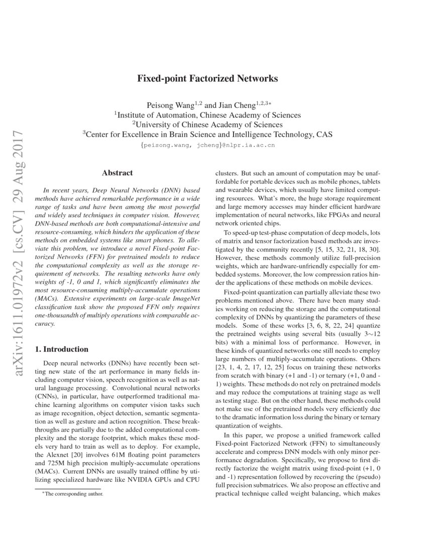 Fixed point Factorized Networks DeepAI Fixed point Factorized Networks DeepAI