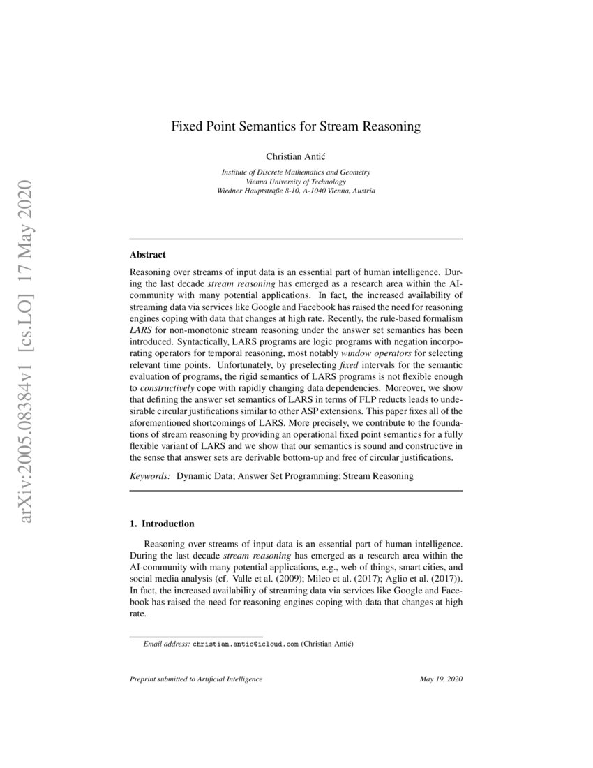 Fixed Point Semantics For Stream Reasoning DeepAI Fixed Point Semantics For Stream Reasoning DeepAI