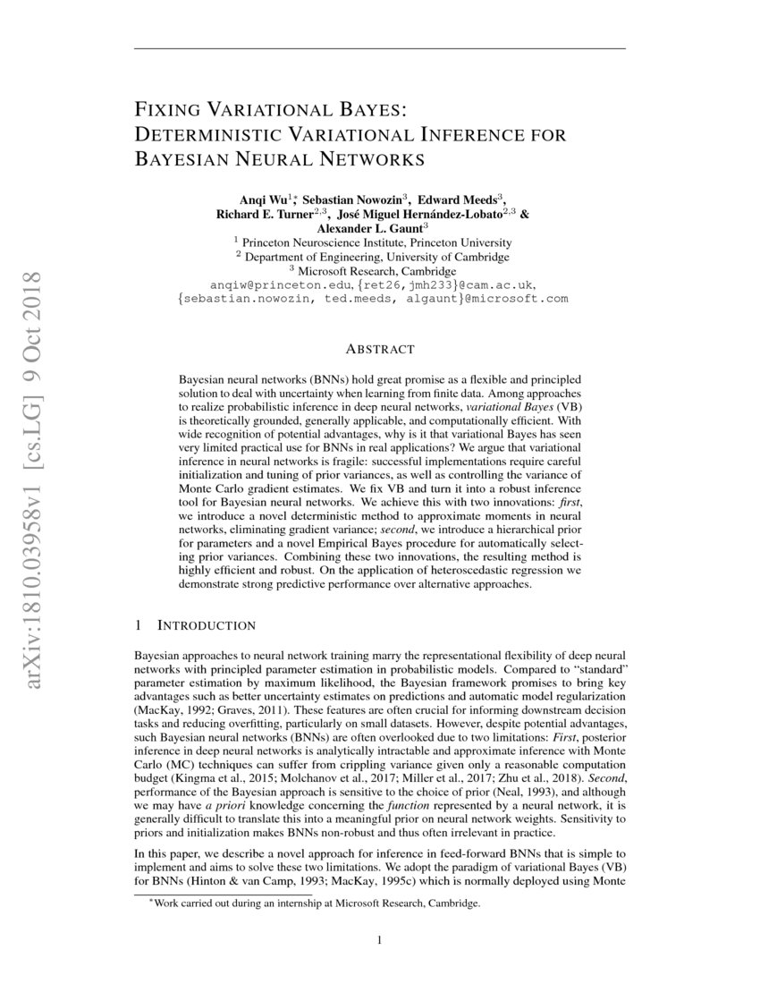 Fixing Variational Bayes: Deterministic Variational Inference for ... Fixing Variational Bayes: Deterministic Variational Inference for ...
