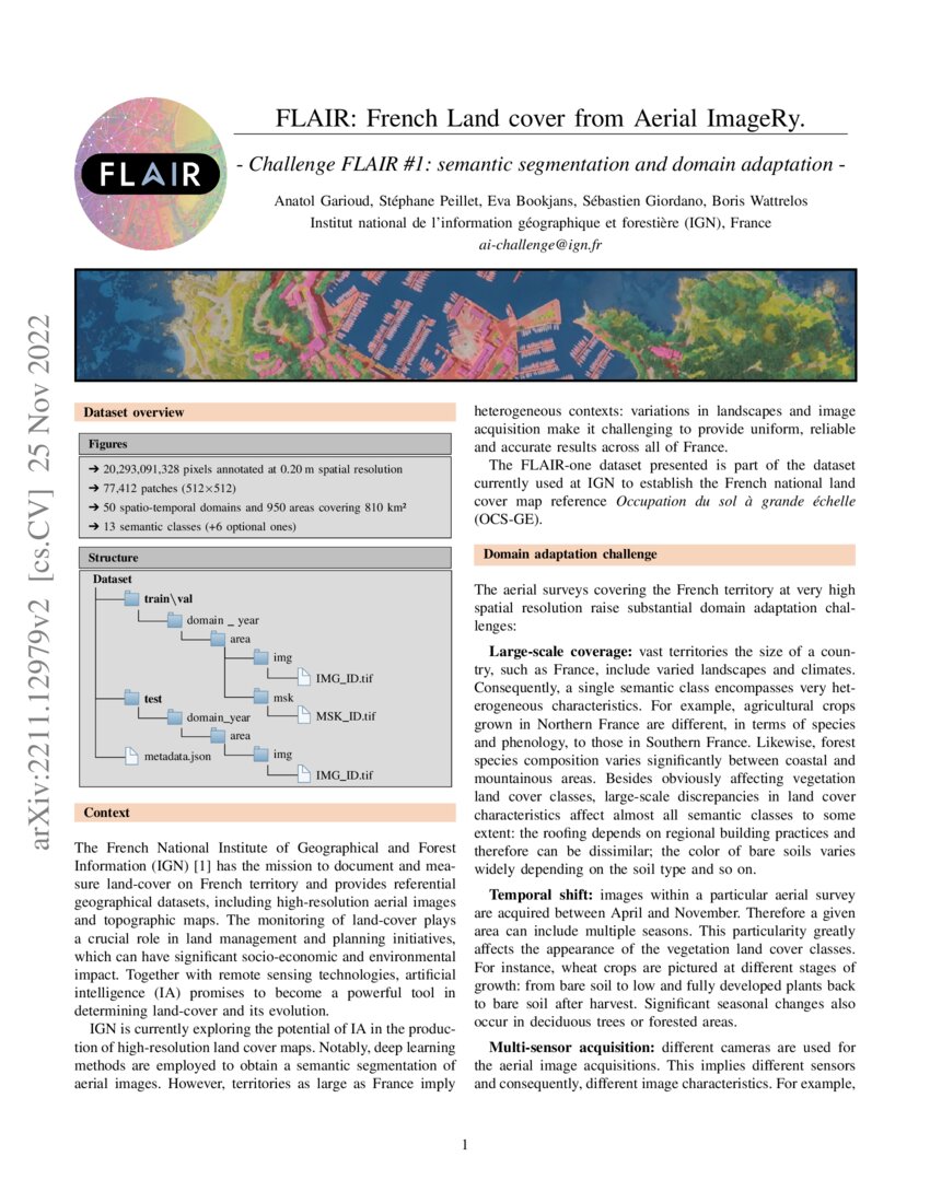 FLAIR #1: semantic segmentation and domain adaptation dataset | DeepAI