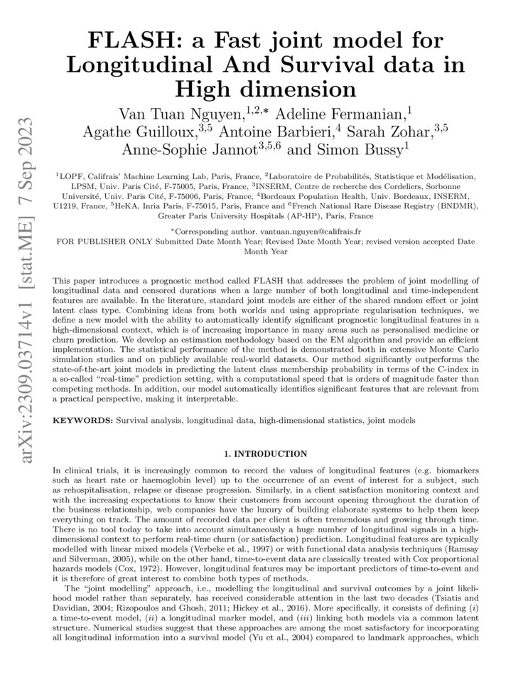 Flash A Fast Joint Model For Longitudinal And Survival Data In High