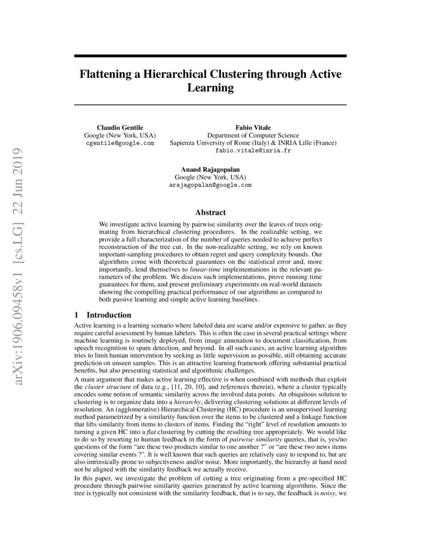 Flattening a Hierarchical Clustering through Active Learning | DeepAI