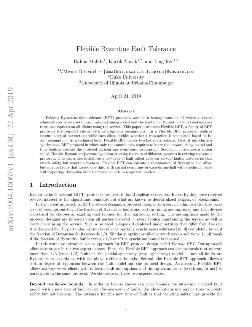 Flexible Byzantine Fault Tolerance | DeepAI