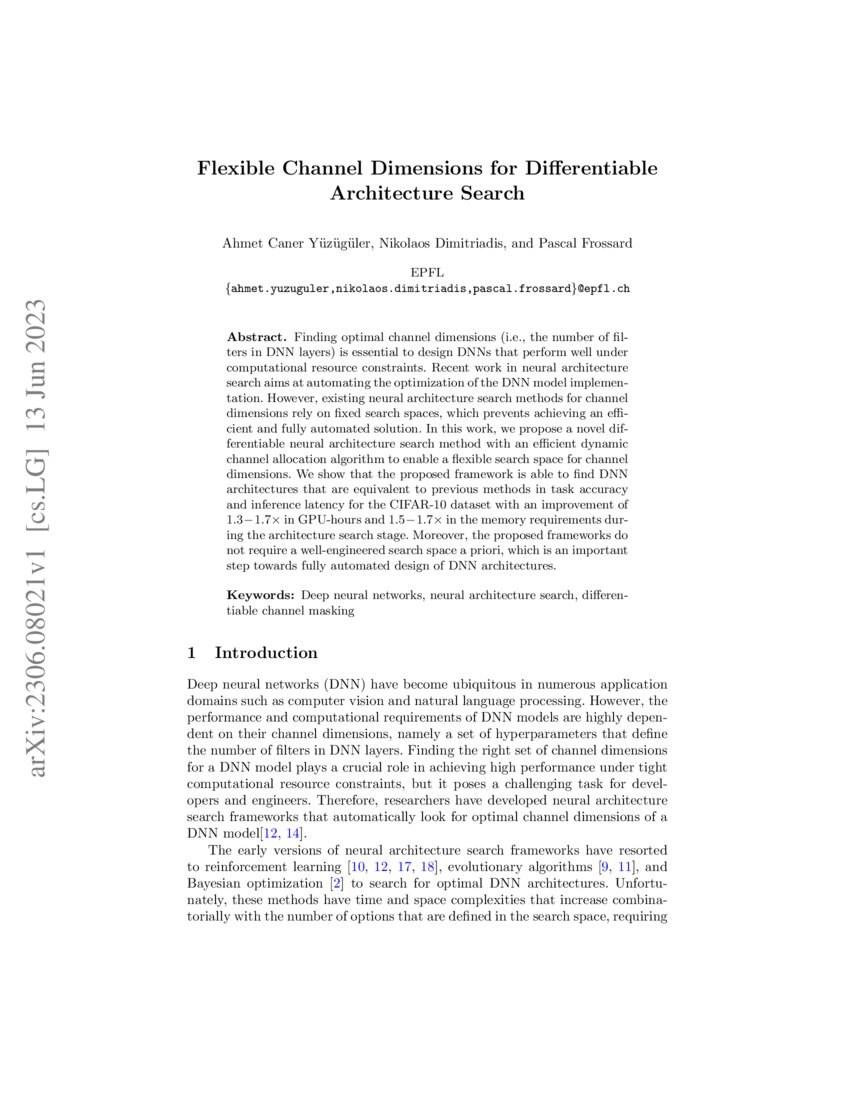 Flexible Channel Dimensions for Differentiable Architecture Search | DeepAI
