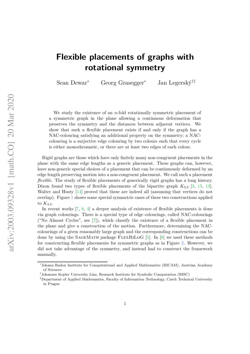 Flexible placements of graphs with rotational symmetry | DeepAI