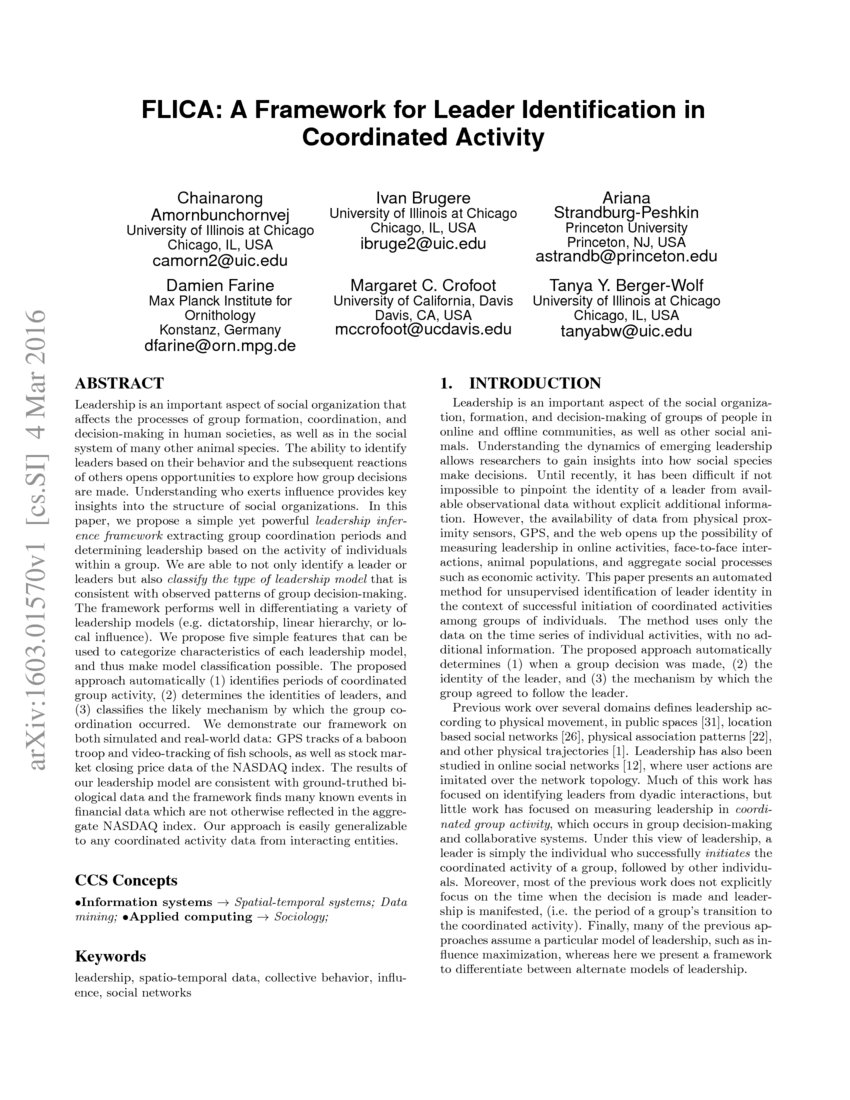 FLICA: A Framework for Leader Identification in Coordinated Activity ...